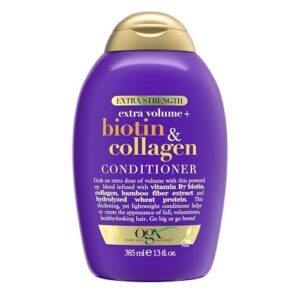 ogx extra strength biotin and collagen conditioner, 13 fl oz, sulfate-free, thicker, fuller hair