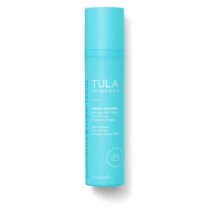 tula skin care secret solution pro-glycolic 10% ph resurfacing toner - face toner to gently exfoliate and hydrate skin, with proprietary blend of probiotics and glycolic acid, 2.7 oz.