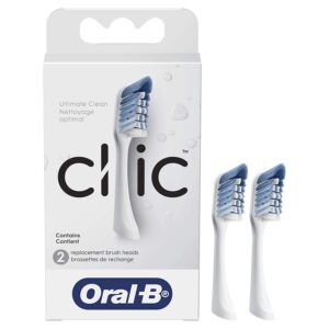 oral-b clic toothbrush replacement brush heads, white, 2 count