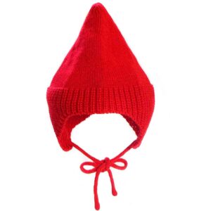 children-hat knitted beanie fashion - girls boys knitted beanie sharp pointed warm cap (red)