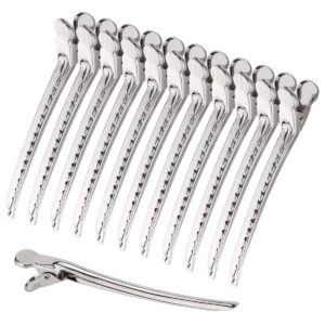 alligator hair clips metal duck bill hair clips for styling - with holes 3.5 inch professional sectioning clips for salon and women girls accessories silver