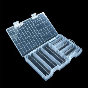 yxq aa aaa battery storage box organizer holder clear plastic case container portable-holds 60xaa + 40aaa batteries