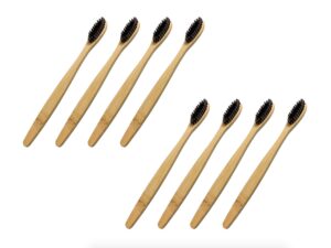 more of me to love bpa-free, biodegradable, organic bamboo toothbrush with charcoal infused naturally whitening silk, pressed no-glue bristles - eco-friendly, cruelty-free, vegan (8-pack)