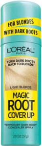 l'oreal paris magic root cover up spray for blondes with dark roots, color concealer, ammonia and peroxide free, light blonde, 2 fl. oz.