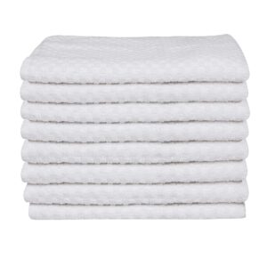 dg collections terry dish towels, 100% cotton kitchen towels, set of 8 (15x25 inch) hand towels - 400 gsm, absorbent terry cloth dish towels for kitchen, soft tea towels - white color