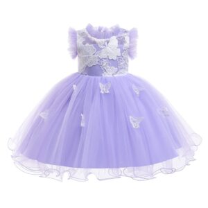 baby girls birthday dress infant ruffled butterfly embroidered special occasion dresses (80/12-18m, purple)