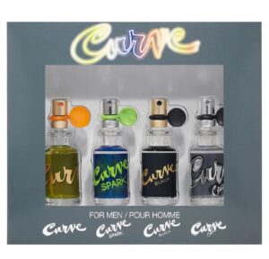 liz claiborne curve collection 4 pc. gift set for men (curve + curve spark + curve black + curve crush all cologne spray .5 oz)