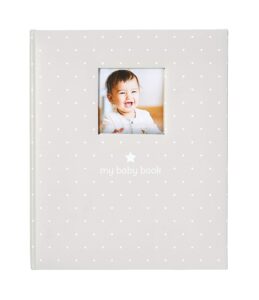 tiny ideas polka dot baby memory book, grey