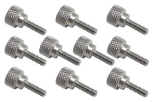 10 pack 8-32 x 1/2 inch threads 303 stainless steel diamond knurled thumb screws knobs with straight shoulders right-hand threads sae flat tip uncoated