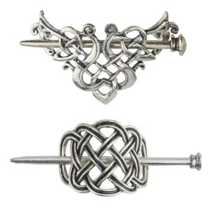 tinsow silver vintage hair clip, 2 pcs celtic hair slide pins accessories for women (style c h)