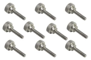 10 pack 1/4-20 x 1 inch threads 303 stainless steel diamond knurled thumb screws knobs with straight shoulders right-hand threads sae flat tip uncoated