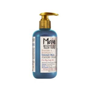 maui moisture hair, nourish & moisture + coconut milk, combing cream for dry curly hair, silicone & sulfate-free aloe leave-in conditioner treatment to detangle hair, 8 fl oz (4067538)