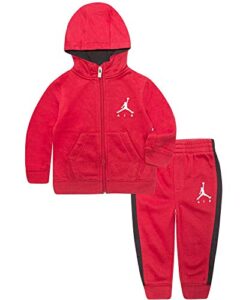 jordan 'air baby boys french terry full zip hoodie & pants 2 piece set (gym red(655452-r78)/white, 12 months)