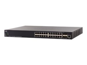 cisco sx350x-24 stackable managed switch with 24 ports 10 gigabit ethernet (gbe), 20 ports 10gbase-t plus 4 x 10g combo sfp+, limited lifetime protection