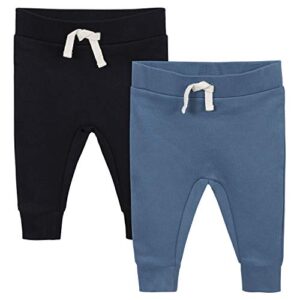 grow by gerber baby boys 2-pack pants, blue/black, 0-3 months