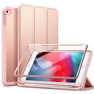 suritch case for ipad mini 4/ipad mini 5,【built in screen protector】【auto sleep/wake】【pencil holder】 lightweight leather case flip cover with stand for ipad mini 4/mini 5 7.9"(rose gold)