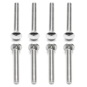 mromax 8pcs carriage bolts m8x60mm half round head square neck bolt fasteners 304 stainless steel neck carriage bolt silver tone