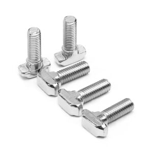 mromax m8-1.25x25mm t slot bolts carbon steel drop-in stud sliding screw bolt metric hammer head bolt for european standard 45 series aluminum extrusions silver 20pcs