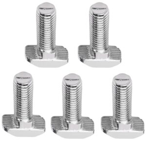 mromax 5 pcs m8 thread m8-1.25x25mm t slot bolts carbon steel drop-in stud sliding screw bolt metric hammer head bolt for european standard 40 series aluminum extrusions silver 5pcs