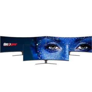 deco gear 3-pack 49" curved ultrawide e-led gaming monitor, 32:9 aspect ratio, immersive 3840x1080 resolution, 144hz refresh rate, 3000:1 contrast ratio (dgview490)