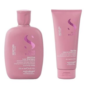 alfaparf milano semi di lino moisture nutritive shampoo and conditioner set for dry hair - sulfate free moisturizing shampoo and conditioner - safe on color treated hair - adds shine and softness