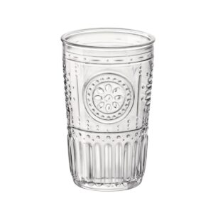 bormioli rocco romantic set of 6 cooler glasses, 16 oz. clear crystal glass, made in italy.