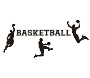 art teens boys room basketball decor sticker sports basketball player vinyl wall decal removable kids room wall murals yo-29 (black, 17x36 inch)