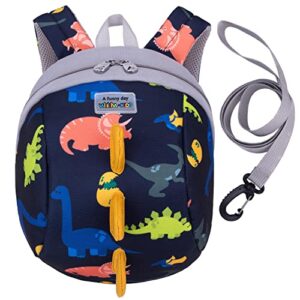 willikiva dinosaur toddler mini backpack children kids baby safety harness leash waterproof boys and girls (3d deep blue)