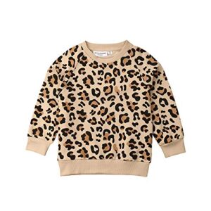 ayalinggo toddler little baby girls boys leopard sweatshirt casual pullover sweater long sleeve shirt blouse tops fall winter outfit clothes (leopard print sweatshirt, 4-5t)