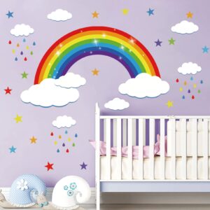 decalmile rainbow star wall stickers cloud wall decoration nursery child baby room