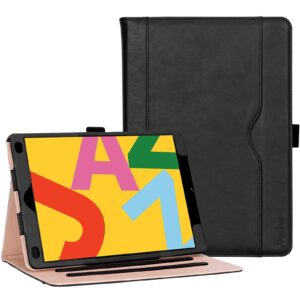 procase for ipad 10.2 inch case 2021 9th generation/2020 8th generation/2019 7th generation ipad case, leather vintage stand folio cover protective case for 10.2" ipad 9th gen/8th gen/7th gen -black