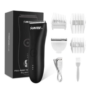 adhope body hair trimmer and shaver for men - body groomer for groin&ball w/lighting - pubic hair trimmer replaceable ceramic blade heads - ergonomic electric razor ipx7 waterproof wet/dry