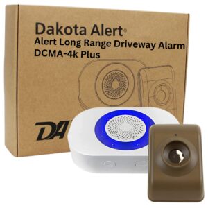 dakota alert long range driveway alarm motion detector - dcma-4k plus one mile wireless range alarm system - dcmt-4000 transmitter & re-4k plus receiver-use outdoors, driveways, entrances & backyards