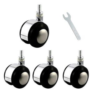 4x caster wheels,alloy material swivel caster wheels,furniture casters1.5"/2"replacement casters,threaded rod m8*15mm,with mounting screw wrench