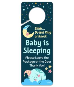 funplus baby sleeping sign - do not knock or ring - plastic door knob hanger sign