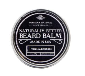 mnsc small batch vanilla bourbon beard balm for a naturally better beard - all-natural beeswax and plant-based oils, petroleum-free, hypoallergenic, handmade in usa