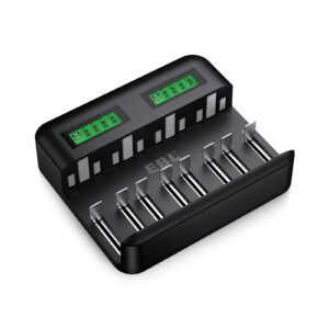 ebl lcd rechargeable battery charger - 8 bay aa aaa c d battery charger for rechargeable batteries ni-mh aa aaa c d batteries with 2a usb port, type c input