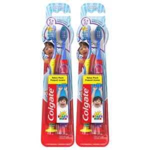 colgate kids toothbrush with extra soft bristles, ryan's world - (for ages 5+), (pack of 4)