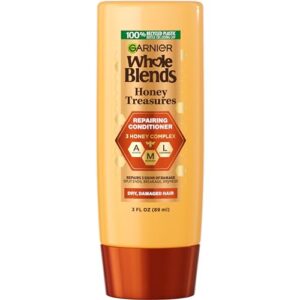 garnier whole blends honey treasures repairing conditioner, for dry, damaged hair, 3 fl oz (travel size), 1 count (packaging may vary)