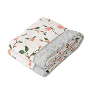 red rover kids cotton muslin quilt – 44” x 44”- 100% cotton – machine washable – softer with every wash – playful designs - lightweight, breathable layers – unisex (peach blossom)