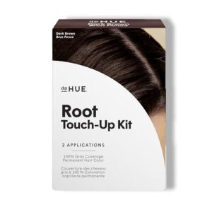 dphue root touch-up kit, dark brown - permanent hair color for gray coverage - includes two applications - paraben, sls & sles sulfate free - leaping bunny certified