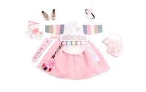 beautiful hanbok dress first birthday korean clothing baby girl dol party adorable dolbok pastel peach