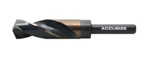 accusize industrial tools 1'' ansi m35(h.s.s. + 5% cobalt) s and d drill, 1/2'' shank, 135 degree split point, 0412-0001