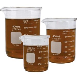 heavy duty, glass beaker set, griffin low form - 3 sizes - 250, 400, and 600ml