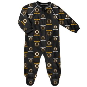 outerstuff newborn boston bruins logo print raglan romper - size 6-9 months black