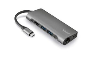 trust dalyx 7-in-1 usb-c multi-port adapter - grey