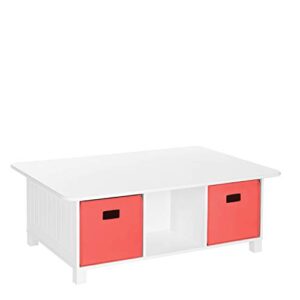 riverridge home riverridge activity table, white with coral bins