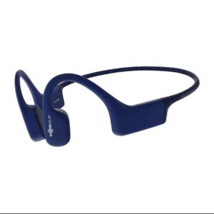 aftershokz xtrainerz bone conduction mp3 swimming headphones with swim cap, sapphire blue