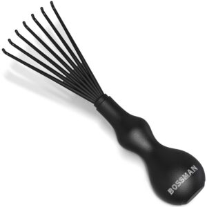 bossman the claw round hair brush cleaner tool 3 inch - valentine's gift for men - cleans boar bristle, wave or plastic brushes & combs - black hairbrush cleaning rake - cat brush & dog brush cleaner