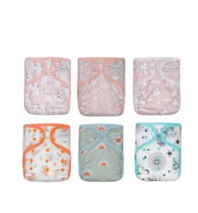 kawaii baby 6 happy leak-free cloth diaper covers, double waterproof layer adjustable to fit babies 8-36 pounds (happy girl)